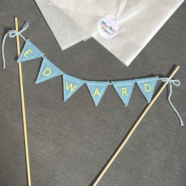 Bunting Cake Topper Felt Mini Bunting Personalised Birthday Cake Topper ...