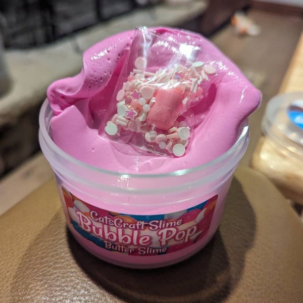 Butter Slime "bubble Pop" Pink Sprinkles Scented With Charm Inflating ...