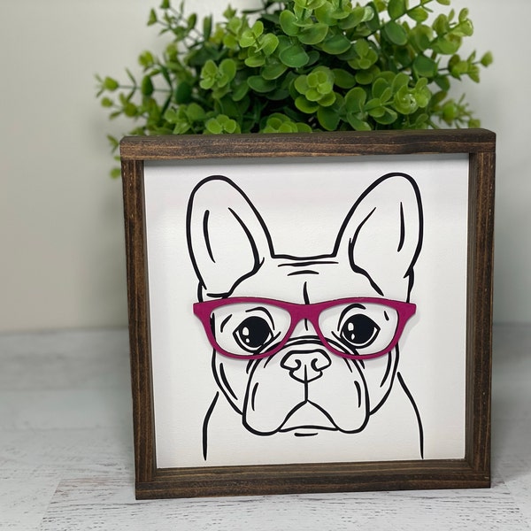 French Bulldog Svg File, Frenchie With Glasses Svg, Frenchie Cut File ...