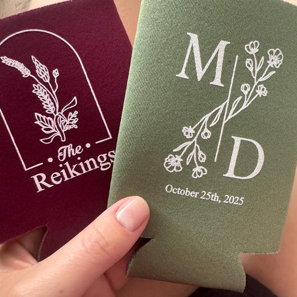 Personalized Wedding Can Coolers Slim and Regular, Custom Wedding ...
