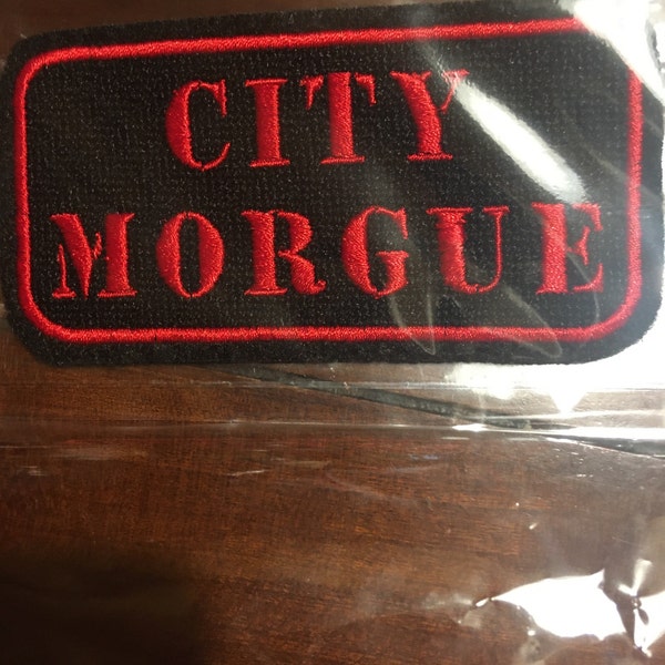 City Morgue Name Badge Iron on Embroidery Patch Mtcoffinz (white or Red ...