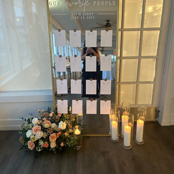 Event Seating Decor Wedding Seating Chart Mirror Decal - 18x3 Our ...