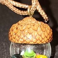 Acorn Necklace With Mushroom Frog, Resin Jewelry, Acorn Pendant, Wood ...