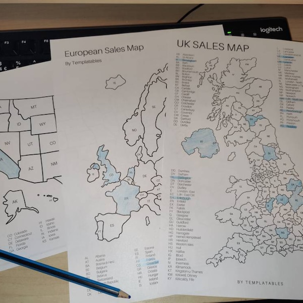 EDITABLE UK Sales Map, Business Postcode Sales Map, Color in Map, Etsy ...