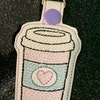 ITH Key Fob Cute Coffee Cup With Heart Snap Tab and Eyelet in the Hoop ...