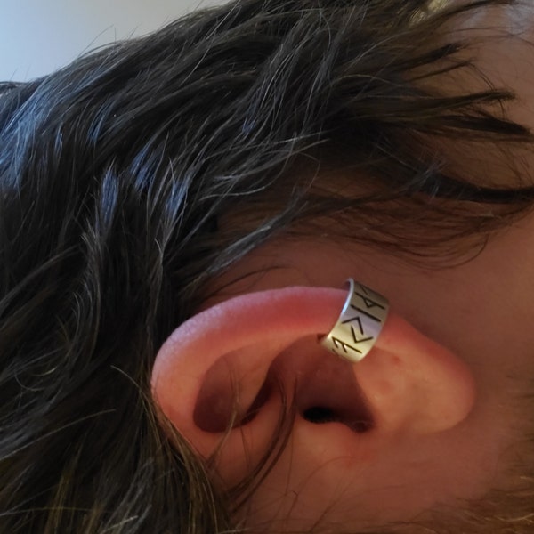 Viking Ear Cuff - Custom Elder Futhark Runes - Viking Beard Bead ...