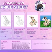 Easy DIY Custom Pricing Commission Sheet Template for Artists, Crafters, Freelancers Cute Kawaii ...