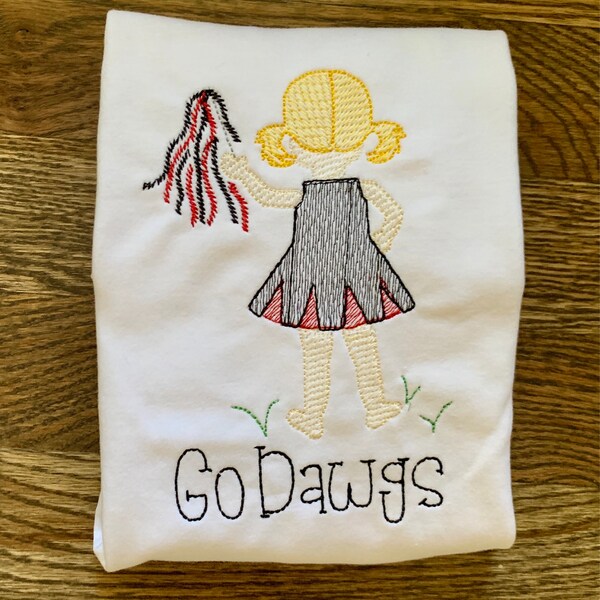 Cheerleader Sketch Machine Embroidery Design - Etsy