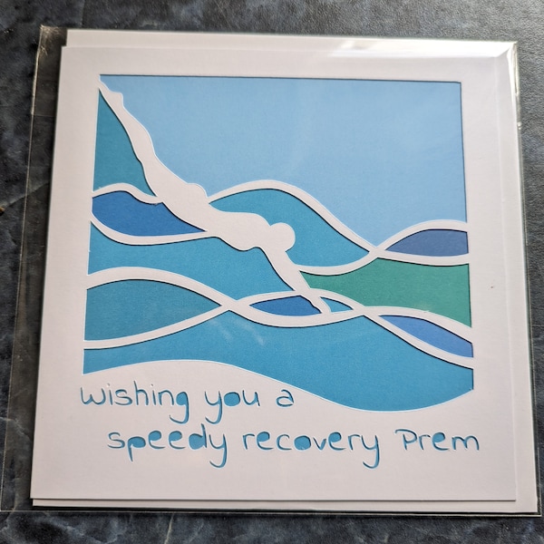 Swimming Card - Birthday Card - Paper Cut Card - Personalised ...