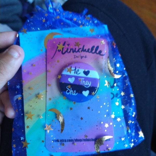 Genderfluid Pride Flag Pronoun Pin Back Button| They/them| She/him| She ...