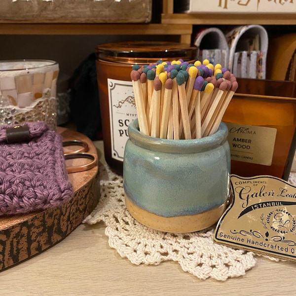 Handmade Ceramic Matchstick Pot | Match Holder & Striker Pad ...