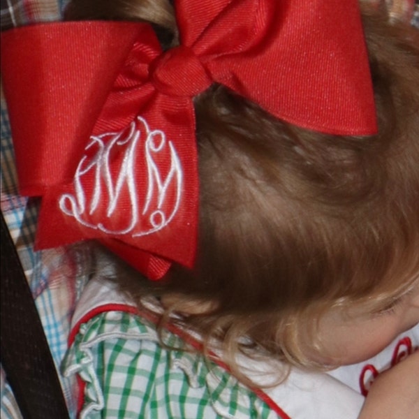 Monogrammed Hair Bow – Embroidered Initial, Girls Hair Accessory - Etsy