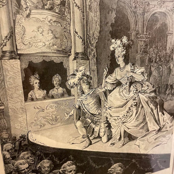 Erte Matted Print 1987 Lady With GREEN EMERALD EYES and Black Cat in ...