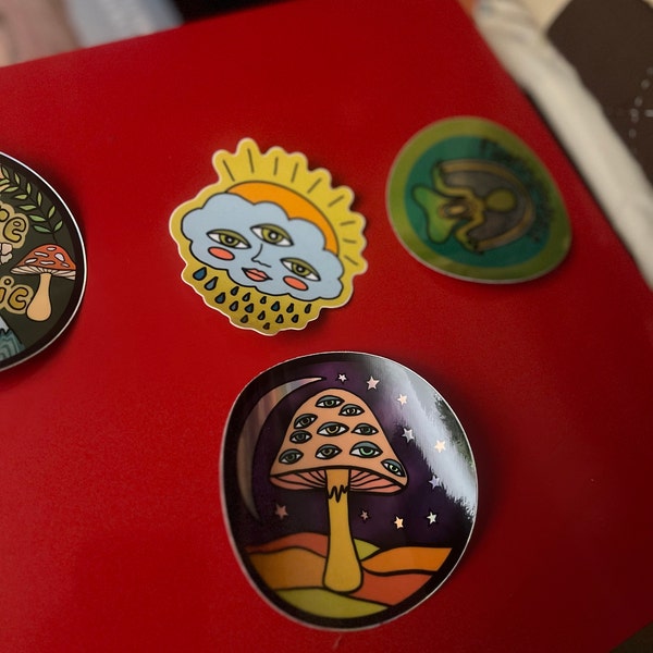 Nature is Magic Holographic Sticker – Trippy Mountains, Mushrooms, Sun ...