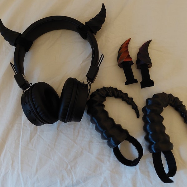 Curved Demon Imp HORNS for Headphones, Wiccan Gothic Satyr Horns, Devil ...