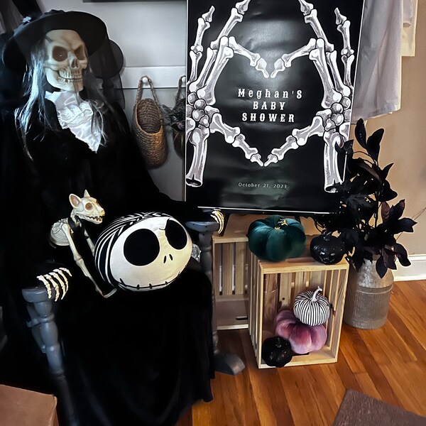 NOVA Skeleton Baby Shower Welcome Sign, Gothic Baby Shower Welcome, A ...