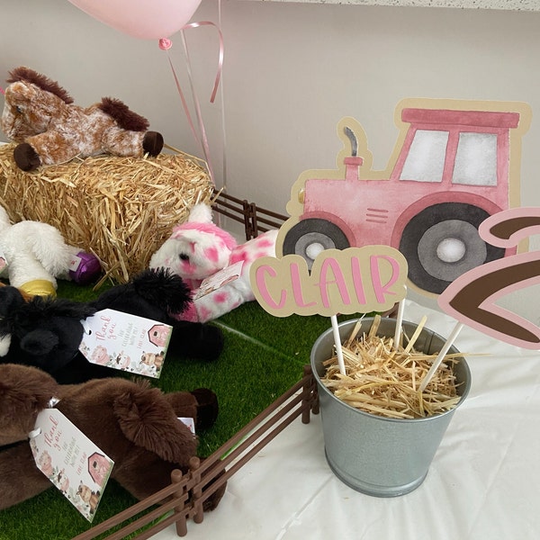 Pink Farm Party Printable, Girl Farm Favor Tag, Farm Thank You Tags ...