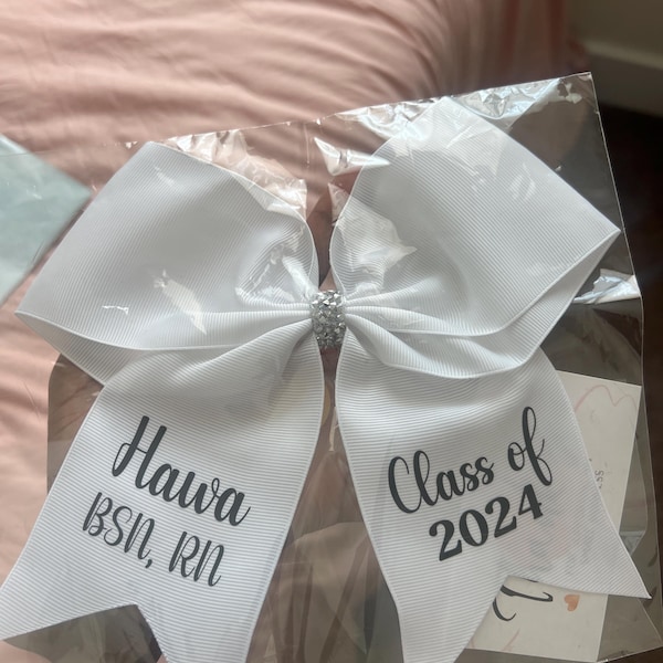 Personalized Graduation Cap Bow: Custom Text, Grosgrain Ribbon - Etsy