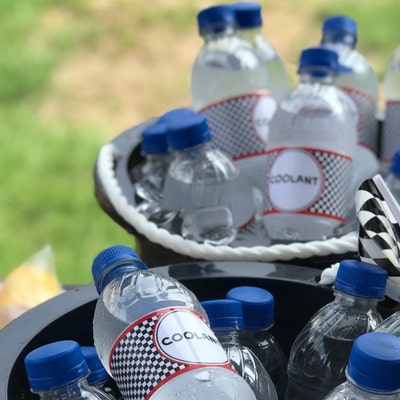 Race Car Printable Water Bottle Labels, Coolant, Racing Birthday Party ...