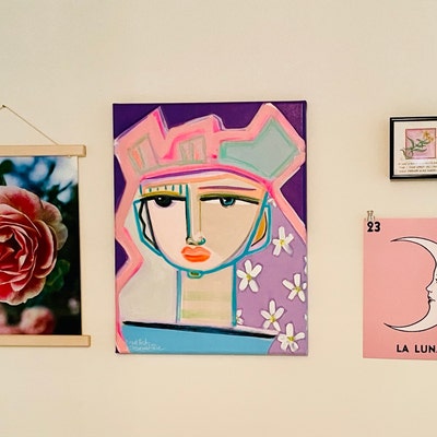 Green Abstract Face Art Woman Face Painting Original Art Woman Painting ...