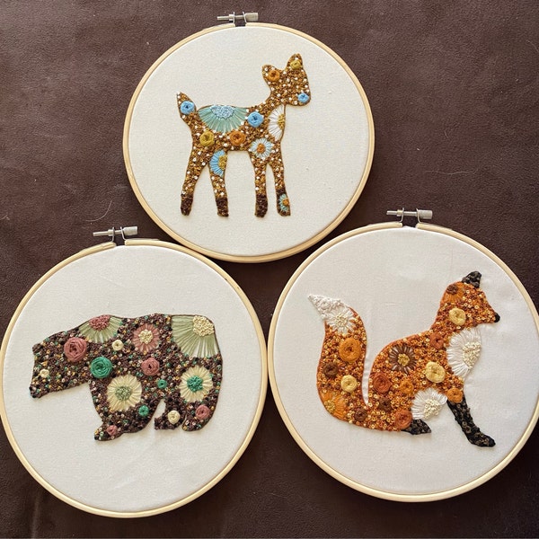 Woodland Animal Hand Embroidery Pattern and Stitch Guide | Woodland ...