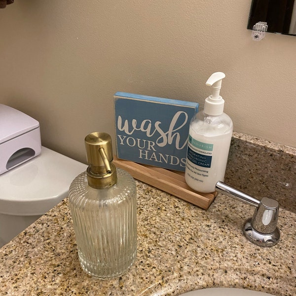 Wash Your Hands Bathroom Sign Mini Block - Funny Bathroom Decor ...