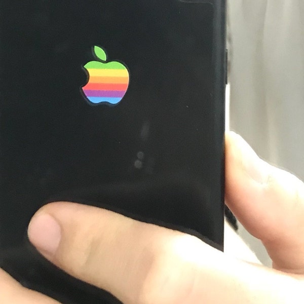 Set of 2 Retro Vintage Apple Rainbow Logo iPhone 11, iPhone Pro, iPhone ...