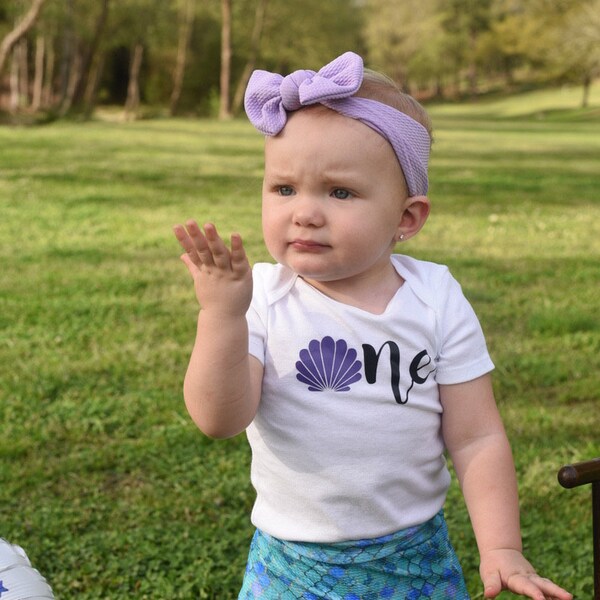 First Birthday Mermaid Baby Bummies Set, Baby Girl Bummies and Bow, 1st Birthday Outfit Bloomers ...