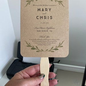 Greenery Wedding Program Fans Sticks Included Printed - Etsy