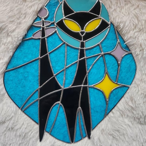 Atomic Cat Stained Glass Patterns: MCM Style (4 Patterns) (PDF) - Etsy