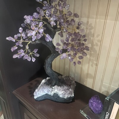 17 Tall Handmade Gemstone Tree W/ Crystal Cluster Base, 240 Total Gems ...