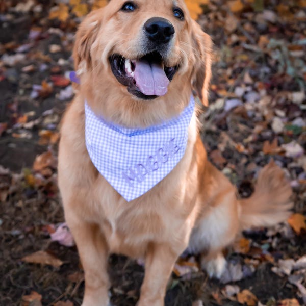Dog Bandana LAVENDER Gingham Bandana for Dogs Snap on Dog Bandana ...