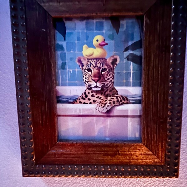 Cheetah and Rubber Duck Bath Time Poster - Pink, Dopamine Print ...