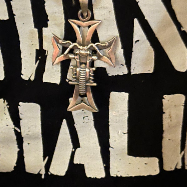 Solid Sterling Silver 925 Biker Cross Pendant Necklace Handmade !!! - Etsy