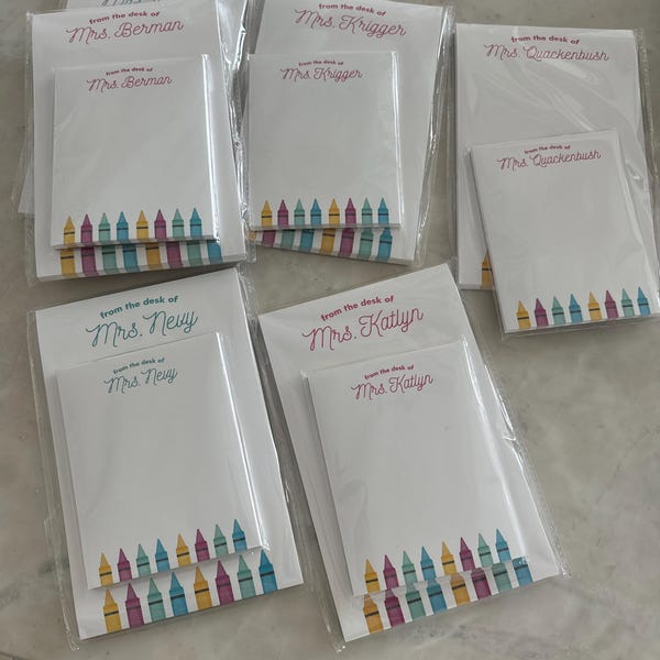 Personalized Notepad With for Art Teacher, Custom Notepad With Crayons ...