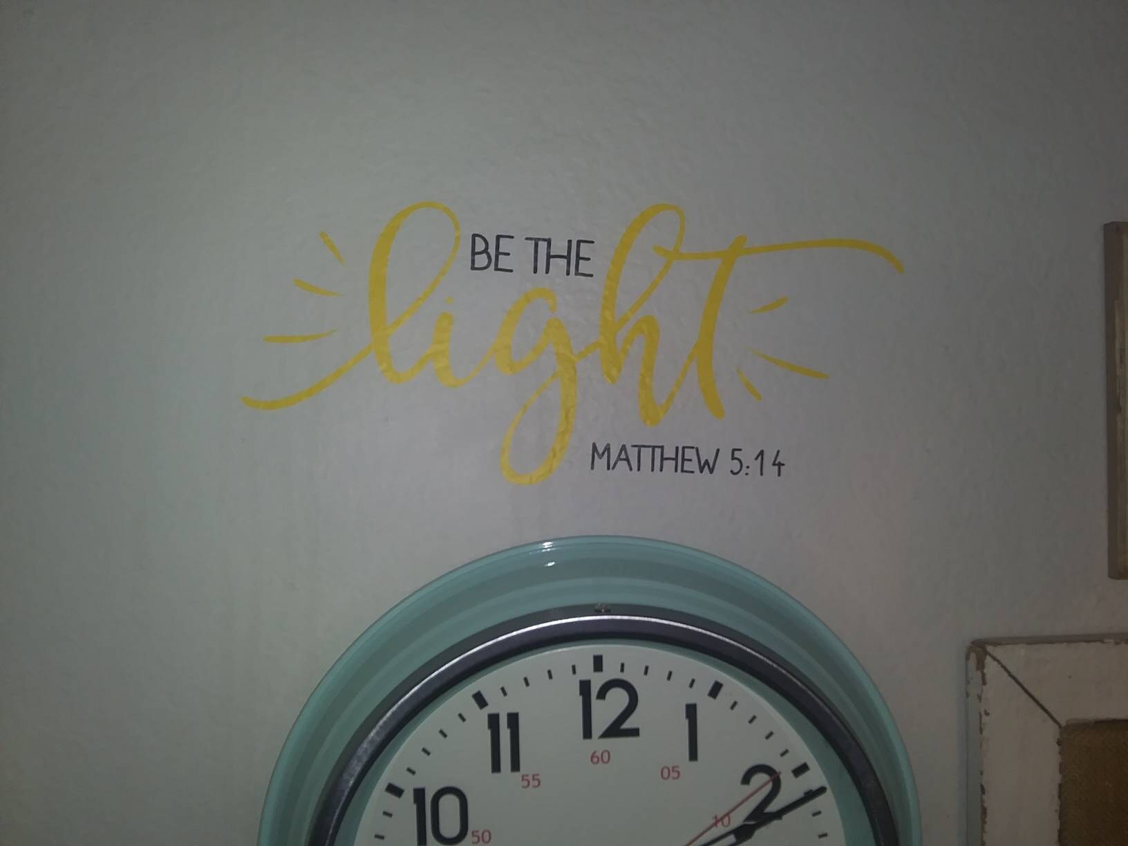 Be the light wall decal, Matthew 5 16, Christian decal, Christian wall ...