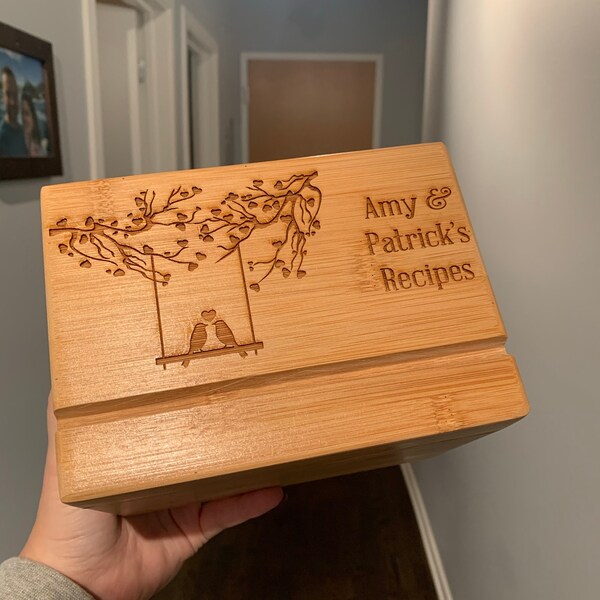 Personalized Recipe Box, Family Wood Recipe Box, Custom Wooden Recipe ...