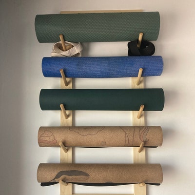 Yoga Mat Holder/ Custom Yoga Mat Rack/ 1,2,3,4,5,6,7,8,9,10 Mats / Free ...