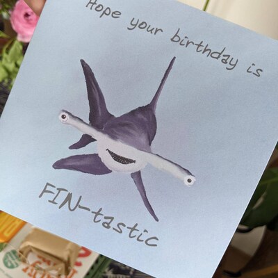 Fin-tastic Shark Birthday Card Funny Greetings Card Happy - Etsy