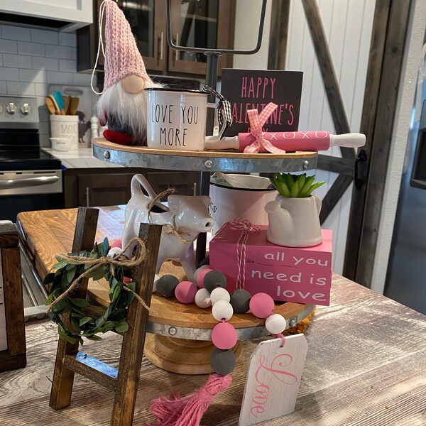 Valentine's Decor Bundle, Love, Set of 3, Valentine Tiered Tray ...