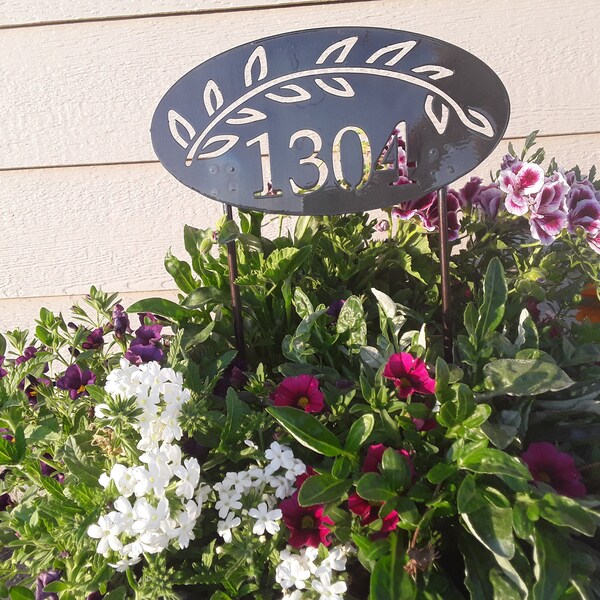 Personalized Address Stake - Custom House Number - Metal Address Sign ...