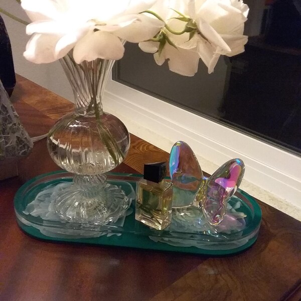 Colorful Blooms on Gray Resin Round Coaster, Set of 2, Drink Coaster ...