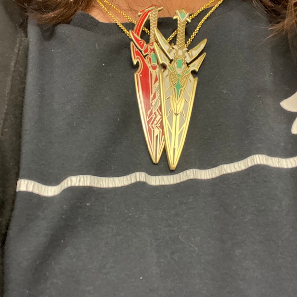 Pyra Mythra and Pneuma Metal Enamel Necklace Keychain or Pin From ...