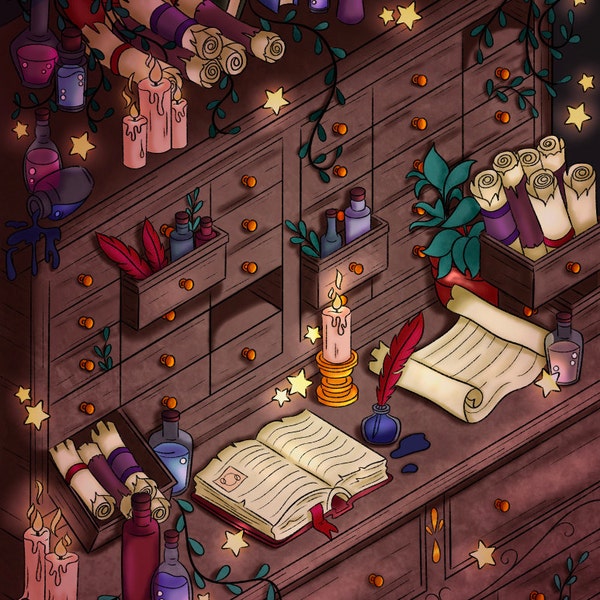 Fairy Library Coloring Page | Cozy Cottagecore Aesthetic Coloring Page ...