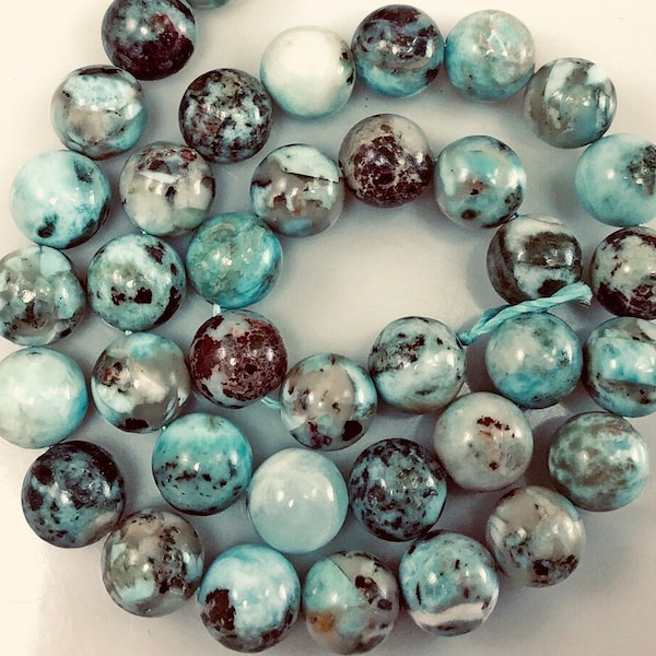 Natural Larimar Jasper, 8mm Beads, Jasper Beads, Blue Beads, Blue Gemstone, Gemstone Beads ...