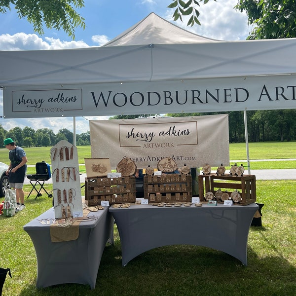 TWO Personalized Tent Banners, Front 1x9 and Back 3x8 Signs That Fit ...