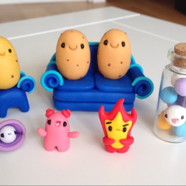 Cute Little Polymer Clay Miniature -one Figurine Kawaii Style Creature ...