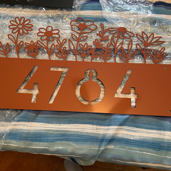 Flowers Metal Address Sign, Modern Address Sign, Address Sign, Address ...