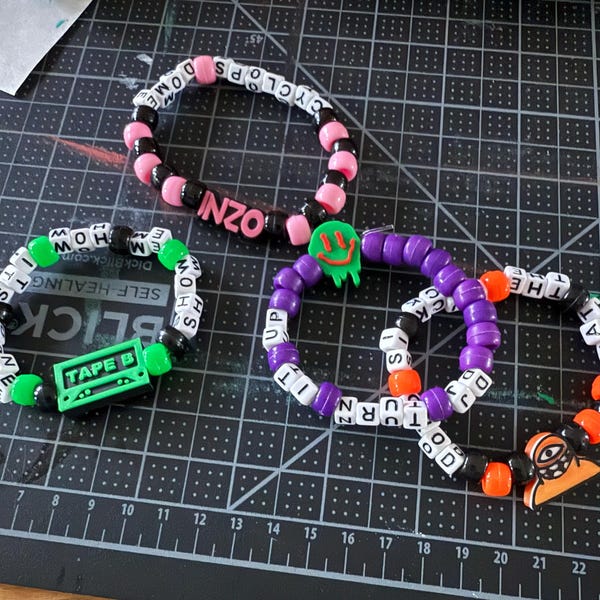 Kandi Rings Rave Trinkets Pony Bead Rings Custom Beads Custom Charms - Etsy