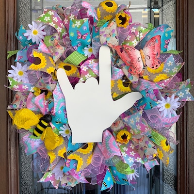 Unfinished Wood ASL I Love You Hand Shape Laser Cutout, Wreath Accent ...